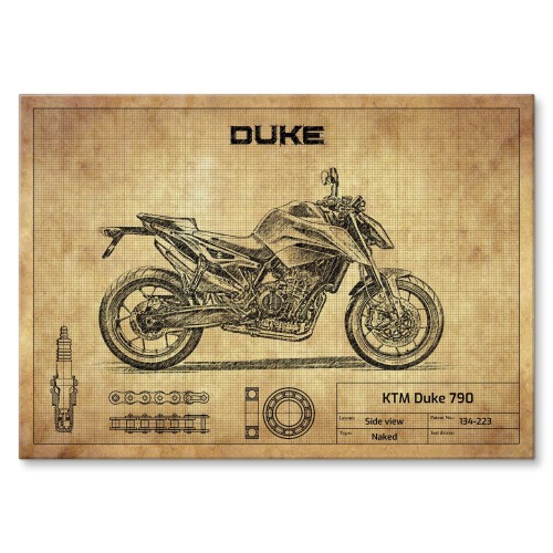 Metalowy plakat KTM Duke 790 – dekoracja do garażu | SteelPoster