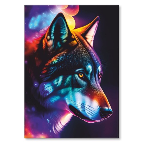 Metal poster Neon Wolf – decoration for living room | SteelPoster